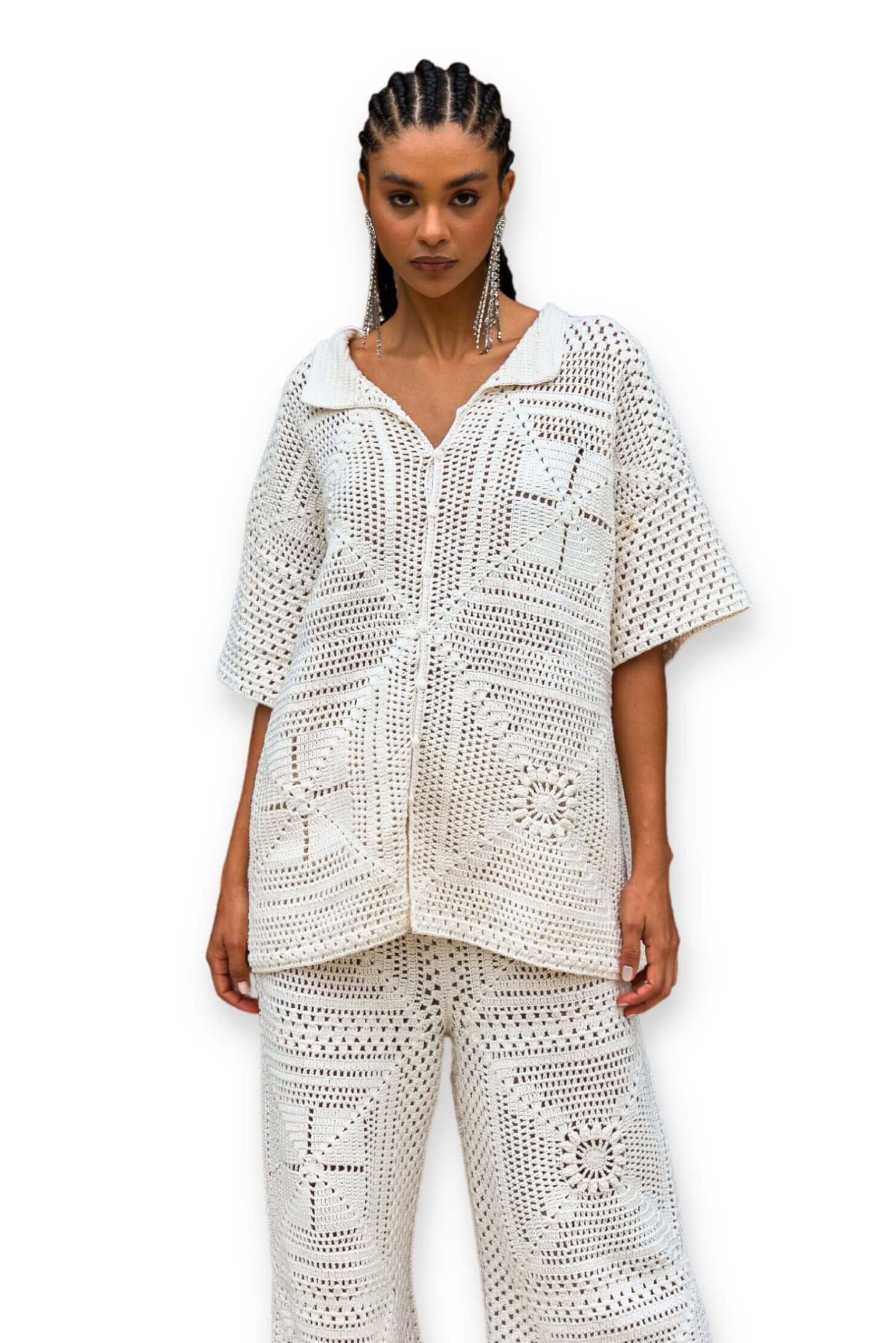 Crochê – Camisa Nigel Off White – Satú